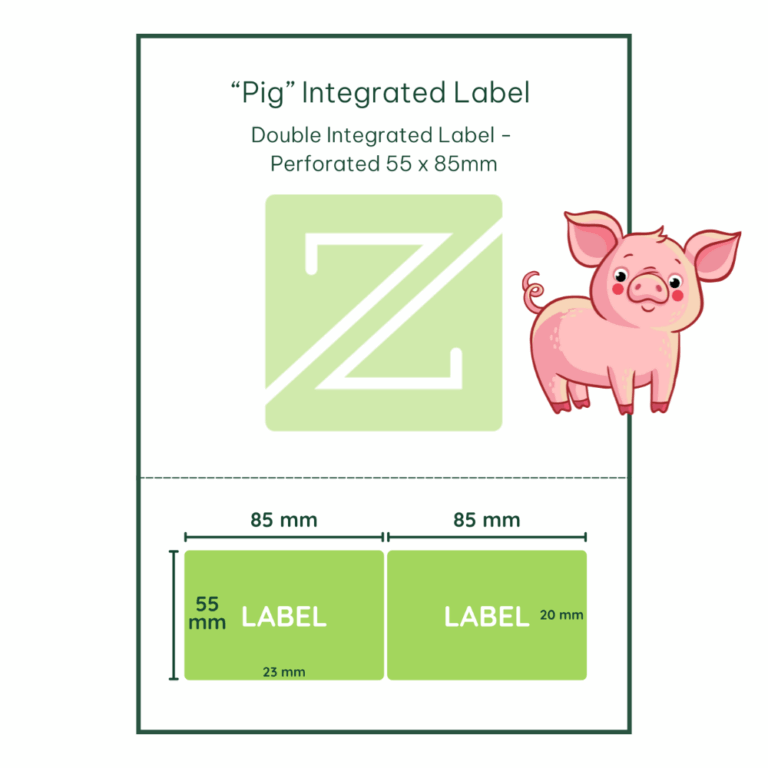 Double Integrated Labels – Perforated 55 x 85mm | Labels Zoo