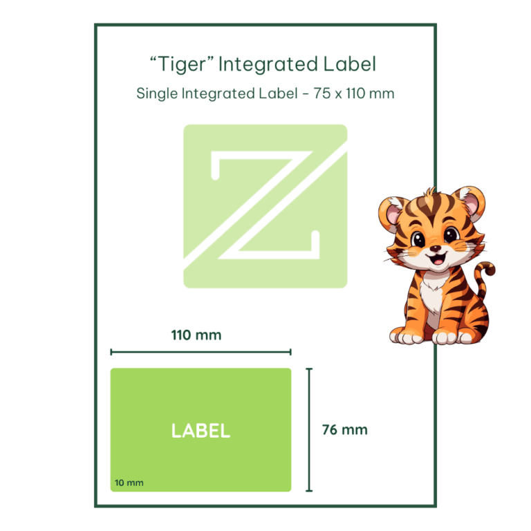 Single Integrated Label – 76 x 110mm | Labels Zoo